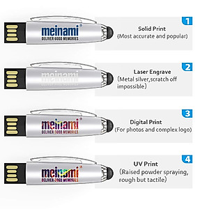 MEINAMI Customized USB Flash Drive Silver Pen Custom Thumb Drive Metal Personalized Memory Stick 4GB 25 Pack