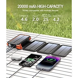 20,000mAh PD Solar Charger Foldable-Orange Plus 20,000mAh 18W Solar Charger 10W Wireless Power Bank-Dark Green