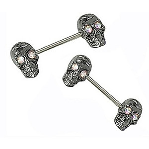 Body Accentz Nipple Shield Rings barbell barbells sold as a pair 14 gauge Skulls [Jewelry]