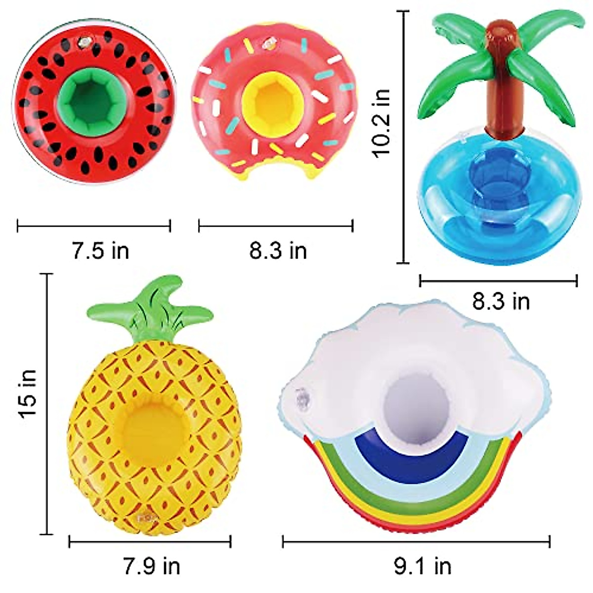 E-TING 5PCS Swim Ring Summer Fun Swimming Pool Float Raft Lilo Lifebuoy for 11.5 inch Dolls Toys Inflatable Floating Drink Holders