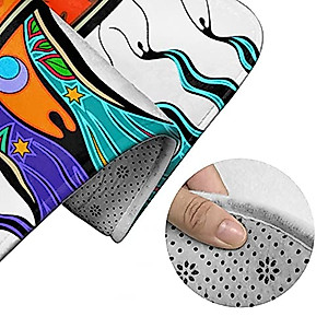 Water Absorbent Bathroom Rugs 2 Piece Set Compatible with Trippy Magic Mushrooms Tree Sun Art, Memory Foam Bathroom Rugs Floor Mat Contour Toilet Mat Non-Slip for Tub Shower Toilet