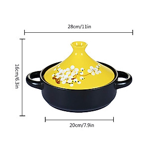 Casserole Dish with Lid Soup Pot Cooking Tagine Pot, 20Cm Tagine Pot Cookware Casserole Pots with Lids Medium Simple Cooking Tagine Lead Free for Home Kitchen 1.5L,