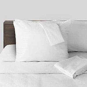 FeelAtHome 100% Cotton Pillow Protector with Zipper Waterproof Pillow Case Covers - 20x26 Inches (Pack of 4, Standard) - Noiseless Pillowcase Encasement - Zippered Pillow Protector - 20 x Pillow Cover