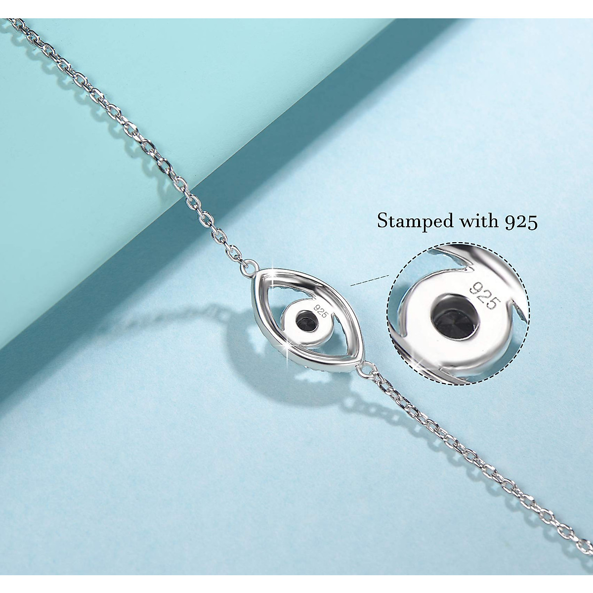 FANCIME 925 Sterling Silver Evil Eye Bracelet Yom Kippur Women Bracelet Gifts Fine Lucky Jewelry for Women Friends