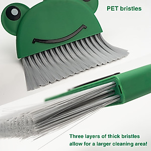 Children's Small Broom Dustpan Set, Mini Cleaning Set-Green Frog