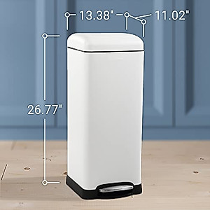 happimess HPM1007A Betty Retro 8-Gallon Step-Open Garbage Can with Soft Close Step, White