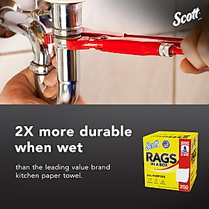 Scott Rags In A Box (75260), White, 200 Shop Towels / Box, 8 Boxes / Case