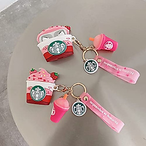 Airpods Case,3D Cute Funny Cool Kawaii Fashion Ice Cream Cup Airpods Case,Soft Silicone Skin Cover Shock-Absorbing Protective Case with Keychain for Airpods 2 & 1 Charging Case (Red Strawberry)