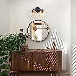 yenlacy Bathroom Light Fixtures, Black and Gold 2 Light Bathroom Vanity Light, Bathroom Lights Over Mirror with Globe Glass Shade and Metal Base, Vanity Lights for Bathroom, Stairs, Kitchen