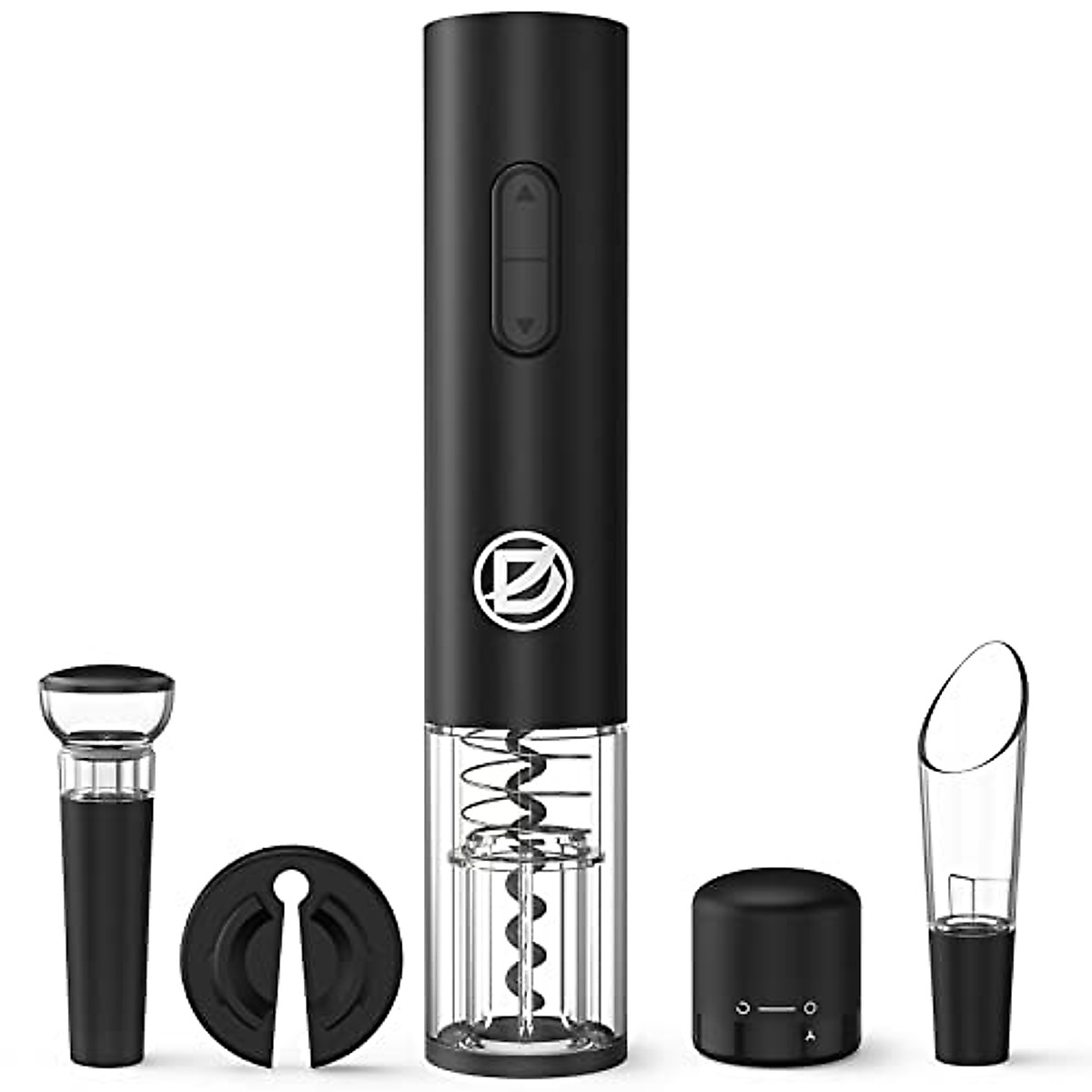 D Electric Wine Opener Automatic Battery Operated Wine Bottle Opener Set, Reusable Corkscrew Cordless Remover 5 Pcs Kit with Wine Pourer, Foil Cutter Wine Stopper for Wine Lovers Housewarming Gifts