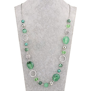 PEARL&CLUB Long Beaded Necklaces For Women - Sweater Chain Fashion Jewelry Necklace Gifts For Women (23-Jade Green)