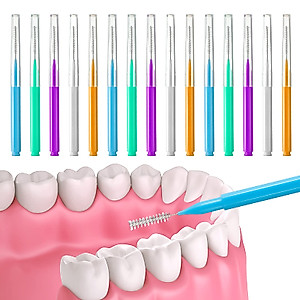 350 Pieces Braces Brush for Cleaner Interdental Brushes Kit Flosser for Braces Dental Braces Cleaner Braces Floss Picks Flossing Head Oral Dental Hygiene Flosser Tooth Cleaning(Basic Colors)