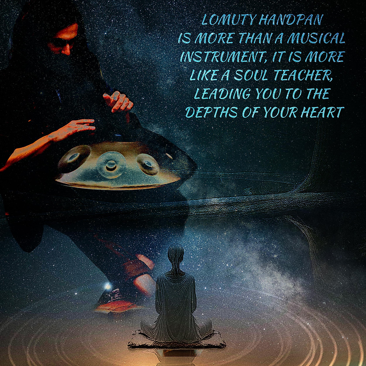 LOMUTY Handpan 22 inch D Minor Kurd Handpan 9 Notes Handpan Drum Instrument for Professional Performance, 440HZ Sound Handpan Drums for Adults (Black)