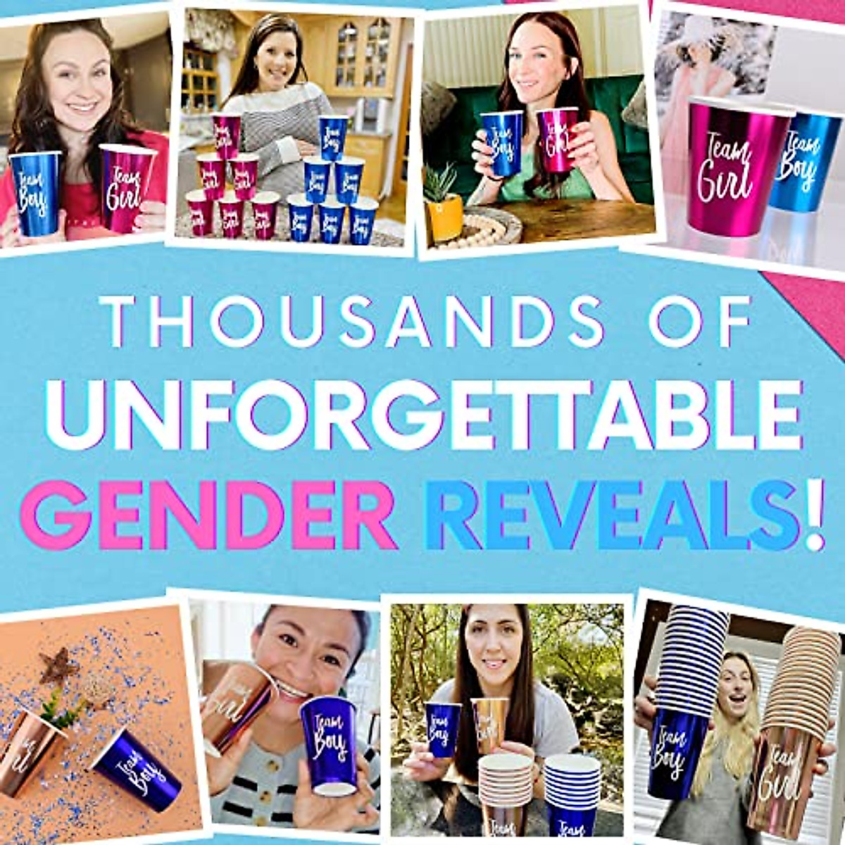 A3 DIRECT Team Boy Girl Gender Reveal Cups (12 oz, 40 Pack) - Boy or Girl Gender Reveal Party Supplies, Pink and Blue Baby Shower Decorations