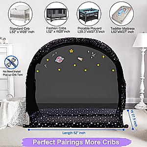 Safety Star Crib Net to Keep Baby in Cute Crib Tent Blackout Protect Baby Vision Pack n Play Tent Pop Up Portable Baby Tent for Travel