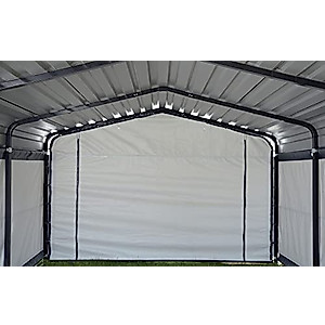 Arrow Sheds Amazon Exclusive 10' x 15' x 7' 29-Gauge Carport with Galvanized Steel Roof Panels and Enclosure Kit, Charcoal