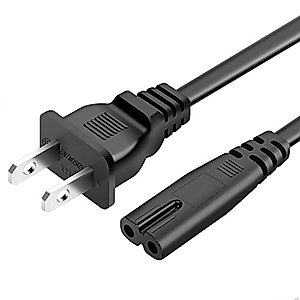 2 Prong Power Cable Cord Compatible TCL Roku Smart LED LCD HD TV - UL Listed TCL Roku TV AC Power Cable Cord Plug
