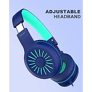 ELECDER i37 Kids Headphones & i45 Wired Headphones with Mic - Foldable Adjustable 3.5mm Jack On Ear Headphones for School Kids Smartphones Computer Kindle Tablet Children Girls Boys Teens Green&Blue