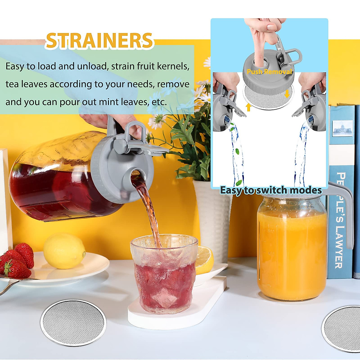 Glyntrof Breast Milk Pitcher, 32 oz Heavy Duty Glass Mason Jar with Pour Spout Lid, Breastmilk Jug for Iced Drinks, Cold Beverage or Juice Storage Container in Fridge