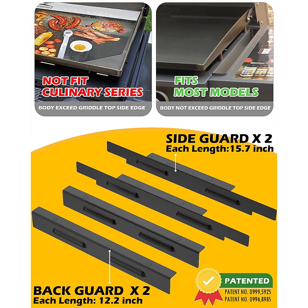 Upgraded Magnetic Wind Guards for Blackstone 28'' Griddle, Blackstone Griddle Accessories, Protect Flame, Hold Heat, Save Gas, Fit with Blackstone Grill Accessories, Black, Stainless Steel