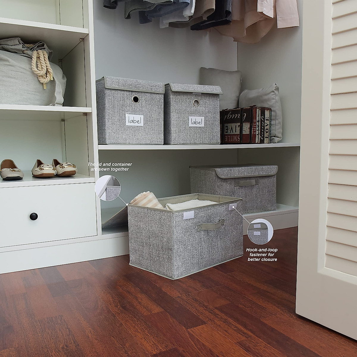 GRANNY SAYS Bundle of 2-Pack Large Rectangle Storage Bins & 2-Pack Closet Storage Bins