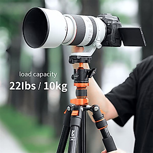K&F Concept Professional 28mm Metal Tripod Ball Head 360 Degree Rotating Panoramic with 1/4 inch Quick Release Plate Bubble Level for Tripod Monopod Slider Camera Camcorder up to 22 pounds