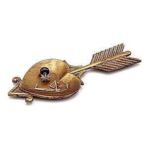Funly mee Antique Trinket Dish Vintage Love arrow Gold Jewelry Tray , Marriage Ring Holder 8 x 3.3 inches
