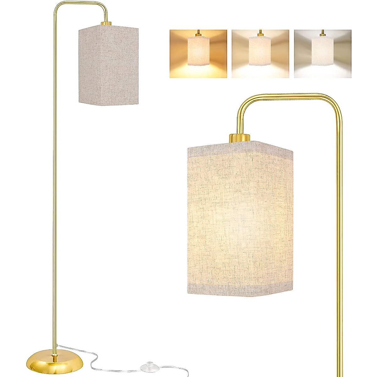 Ruiever Square Lampshades Set of 2, Linen Lampshades L6.3"x W6.3" x H9.84" High, Easy Assembly Replacement Fabric Lampshades for Table Lamps Floor Lamps, Beige Color Lampshade,