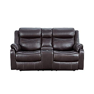 Homelegance Yerba 70" Microfiber Double Reclining Loveseat W, Dark Brown