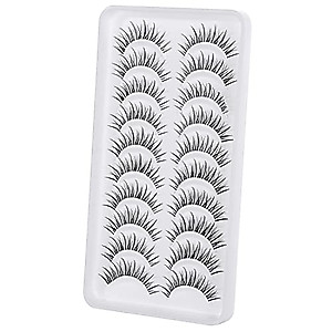 Manga Lashes Natural Look Japanese Anime Lashes Korean Asian Wispy Spiky Lashes with Clear Band Short Fake Eyelash 10 Pairs Pack by outopen