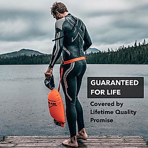 New Wave Swim Buoy (PVC 15 Liter Orange and Phone Pouch Bundle