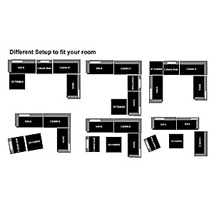 Stendmar 5pc Reversible Modern 2 Tone Gray Microfiber Big Sectional Couch Sofa Set S150D-RG