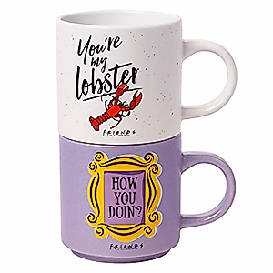 Silver Buffalo Friends How You Doin Lobster 2pk Ceramic Mug Stack, 13 Ounces