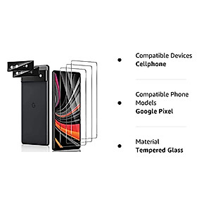 [3+2 Pack] Glass Screen Protector and Camera Protector, HD Clear 9H Tempered Glass Scratch Resistant, Fingerprint Unlock,Full Coverage，Bubble-Free for Google Pixel 7