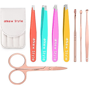 New Style Tweezers Set, Multicolored Combo Pack, with Accessories and Press-Button Pouch