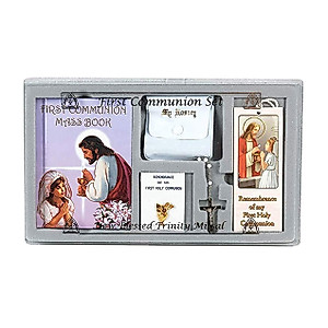Communion Gifts First Set with Rosary and Mass Book (Pink)