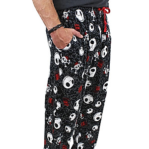 Disney Nightmare Before Christmas Jack Skellington Mens Holiday Lounge Pajama Pant (Large, Black)