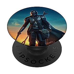 Star Wars The Mandalorian and Grogu Sunset Poster PopSockets Swappable PopGrip