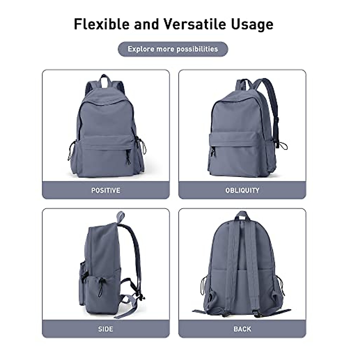 Dark blue Backpack for Women Men, Waterproof High School Bookbag,Lightweight Casual Travel Daypack,Classic Basic College Backpack,Middle School Bag for Teen Girls Boys