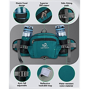 WATERFLY Fanny Pack Waist Bag: Fannie Pack 2 Water Bottle Holders Lumbar Belt Hiking Walking Running Jogging Camping Large Woman Man (Bottle Not Included)