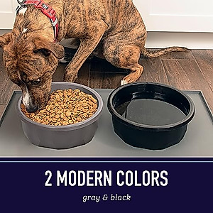 Leashboss Extra Large Dog Water Bowls (112 Oz) | Heavy Duty Plastic Food and Water Bowl for Large Dog Breeds, Durable and High Capacity Feeding Bowls for Inside or Outside, Holds Up to 14 Cups (Gray)