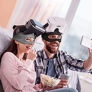 Charlux VR Sweat Band for Oculus Go Quest 2 Meta Face Mask Eye Masks Headband Guard Cover for VR Workouts Supernatural for Men Women (Navy Blue/Black/Gray, 3pcs)