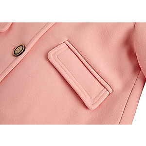 rrhss Baby Girls Button Formal Coat Toddler Kids Hooded Woolen Jacket Fall Winter Outwear Pink Size(3-4 Years)