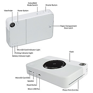 Kodak Printomatic Instant Camera (Grey) Gift Bundle + Zink Paper (20 Sheets) + Deluxe Case + 7 Fun Sticker Sets + Twin Tip Markers + Photo Album.