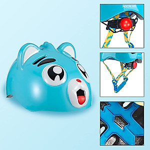 HOCALISS 3D Cartoon Cute Animal Helmet for Kids Bike Helmet Multi-Sport Cycling Skateboard Scooter Skating Roller Blading Helmet Protective Gear with LED Rear Ligh