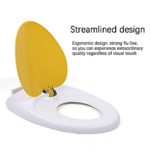 DNYSYSJ Toilet Seat with Built-in Child Seat, V-Type Toddlers/Adult Toilet Seat, Potty Training Seat (V type 1/Yellow)