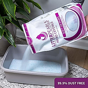 Litter Pearls Micro Crystals Unscented Non-Clumping Crystal Cat Litter with Odorbond, 7 lb, White, Clear and Blue Crystals (LPMC7)
