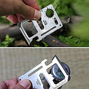 Multitool 11 in 1 Functions ~ Portable Wallet Pocket Size / Stainless Steel Survival Tool (1 Pack)