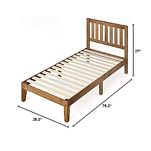 ZINUS Alexia Wood Platform Bed Frame with headboard / Solid Wood Foundation with Wood Slat Support / No Box Spring Needed / Easy Assembly, Rustic Pine, Twin