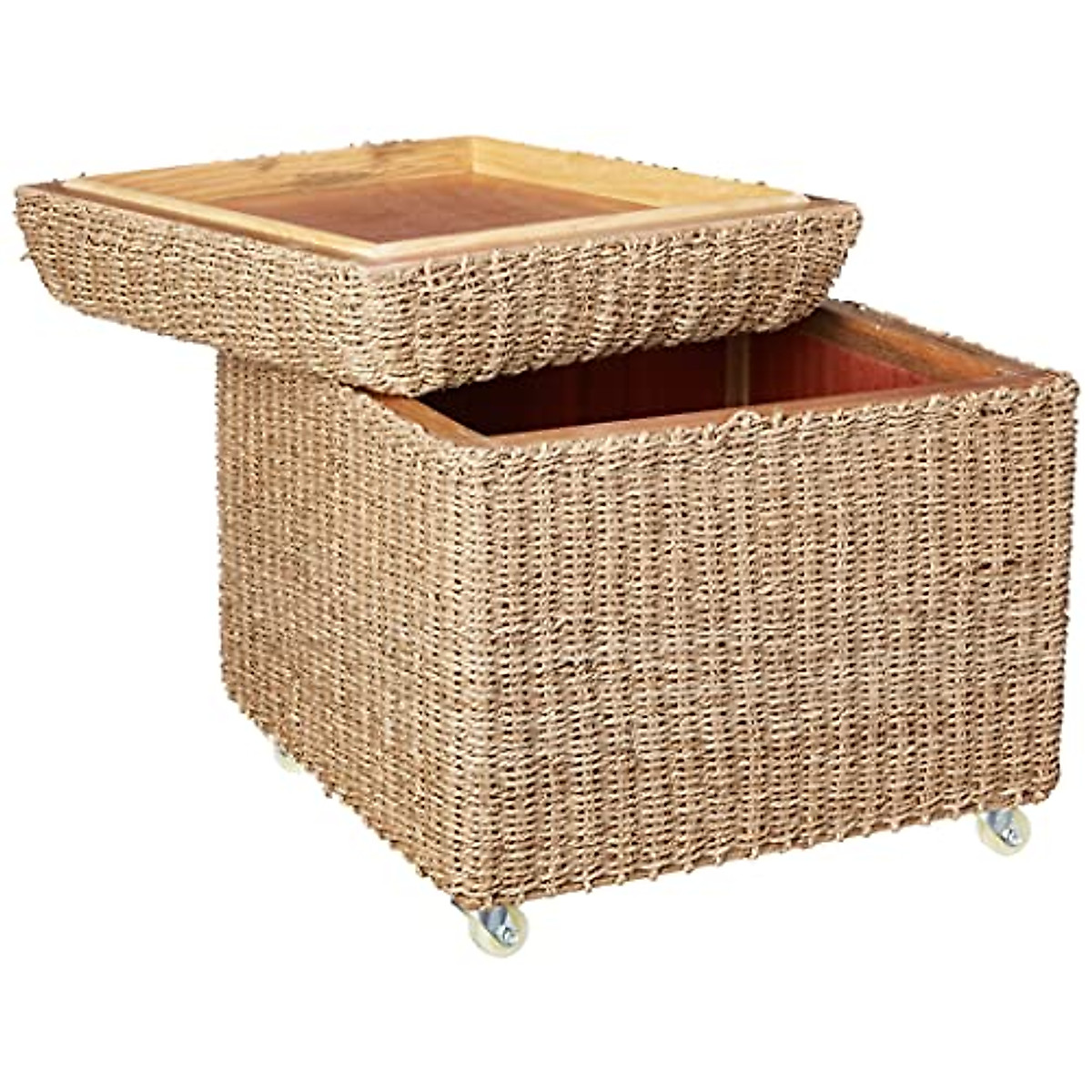 Household Essentials Rolling Seagrass Wicker Storage Seat